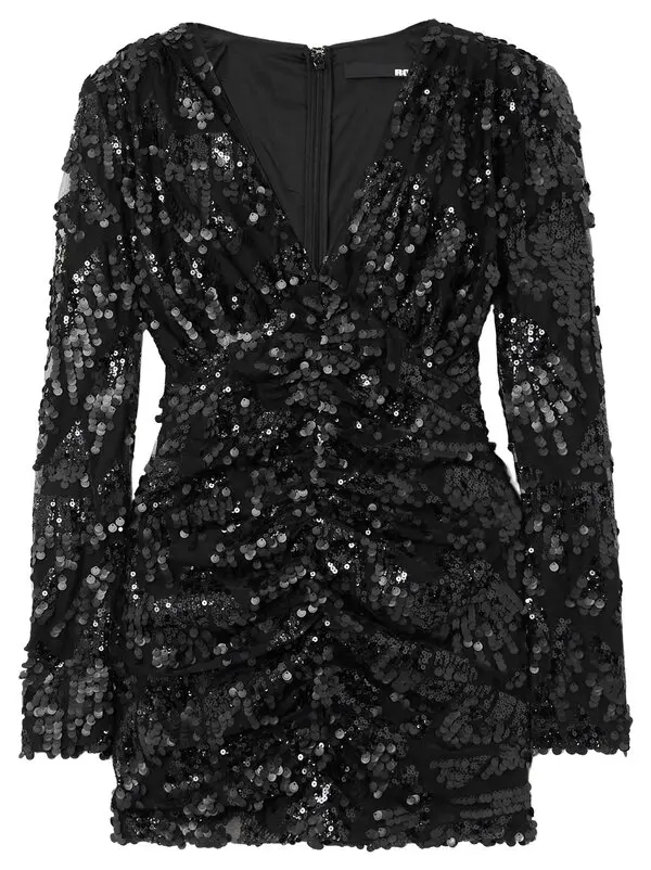 ROTATE BY BIRGER CHRISTENSEN Pleated Sequin Embellishment Dress - Black
