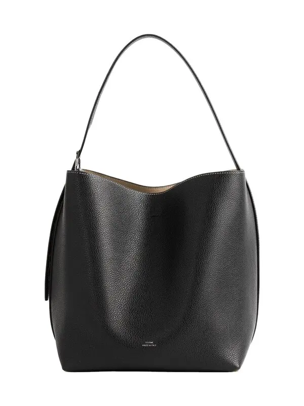 TOTEME Medium Belted Grained-leather Tote Bag - Black