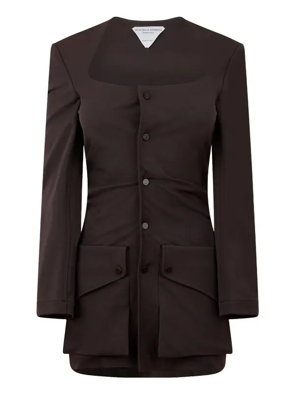 Bottega Veneta Squareneck Tailored Jacket Dress - Chocolate-colored