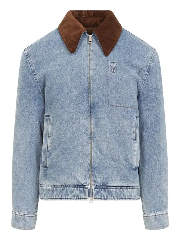 AMI Paris Zipped Denim Jacket - Second-hand Blue
