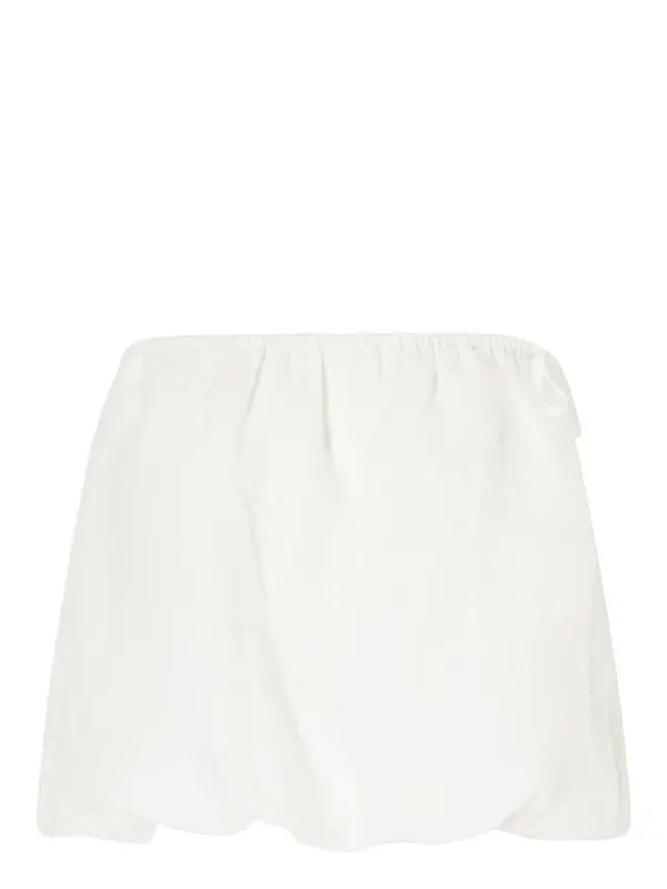 DEIJI STUDIOS Bubble Strapless Linen Bouse - White