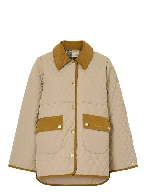Barbour Corduroy-trimmed Logo-embroidered Quilted Shell Jacket - Neutrals