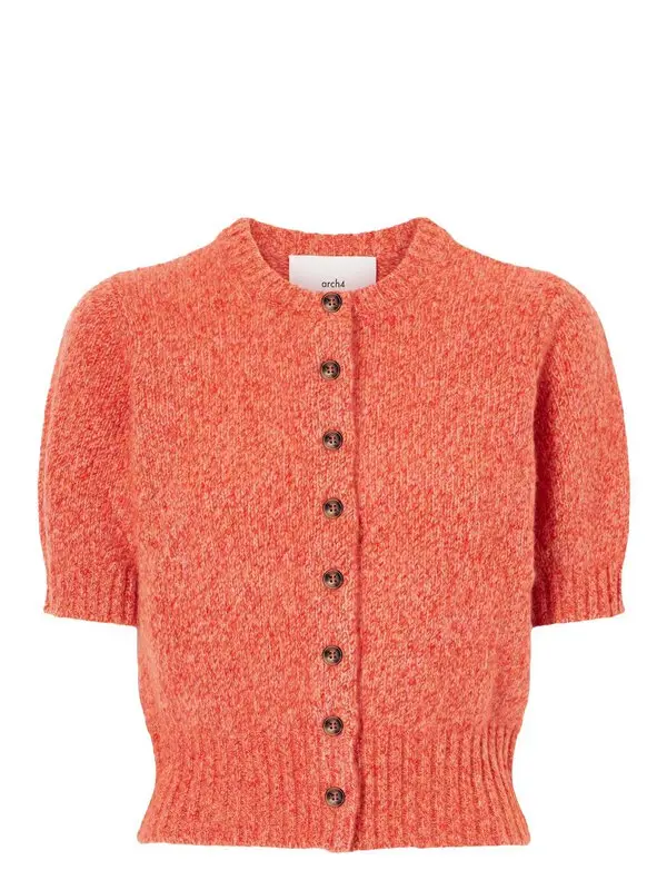 Arch4 Rome Cropped Organic Cashmere And Silk-blend Cardigan - Orange