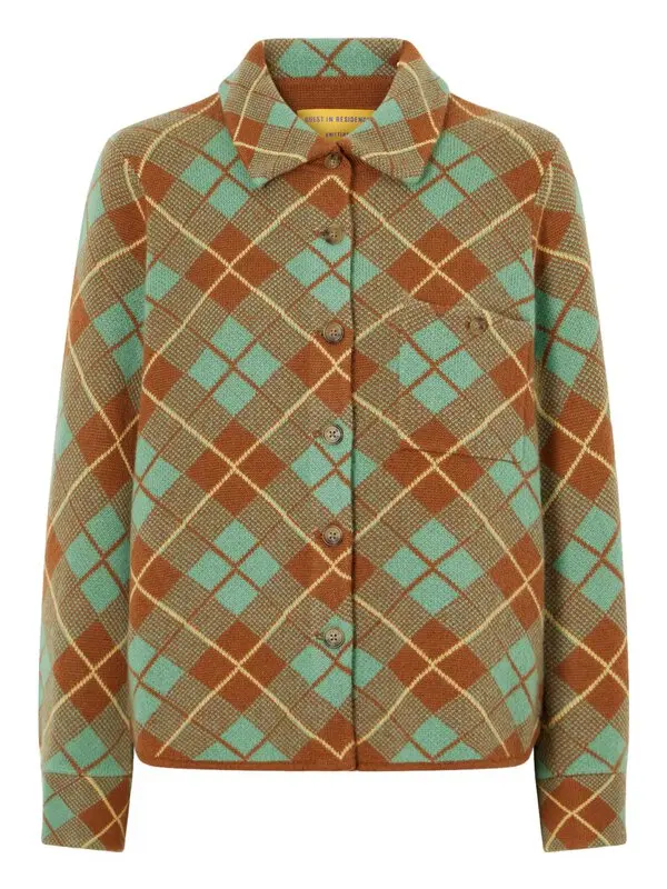 Guest In Residence Dylan Checked Cashmere Cardigan - Green