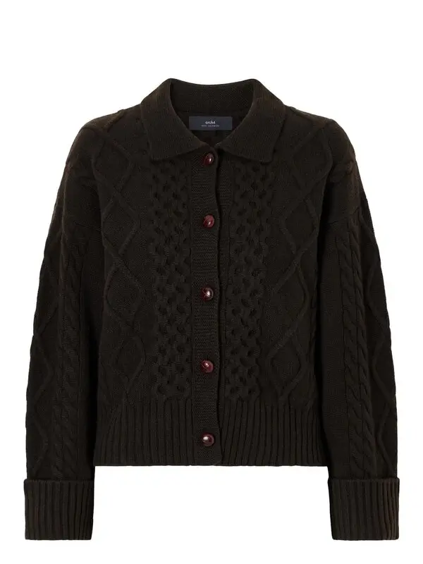 Arch4 Columbia Cable-knit Cashmere Cardigan - Brown