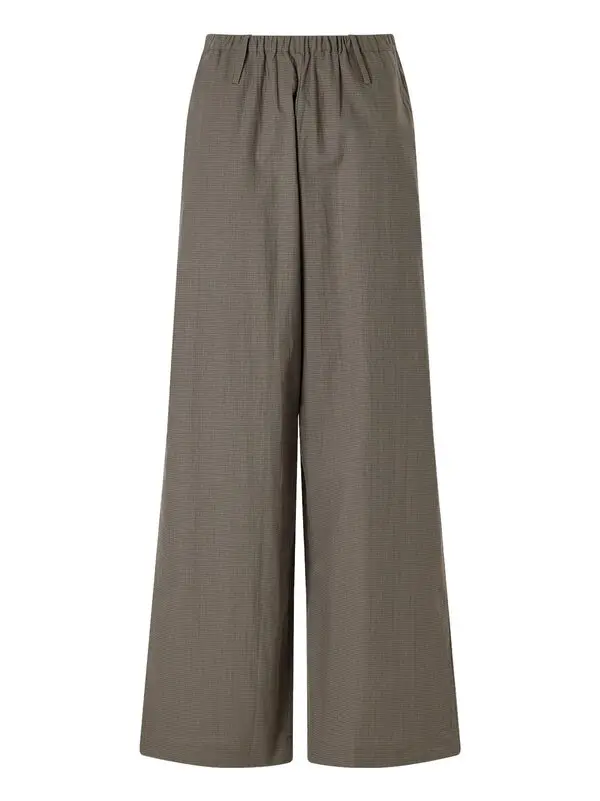 DEIJI STUDIOS Checked Organic Cotton Wide-leg Pants - Green