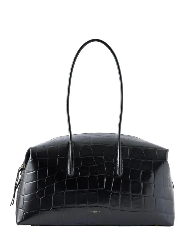 DEMELLIER The Stockholm Crocodile-effect Leather Shoulder Bag - Black