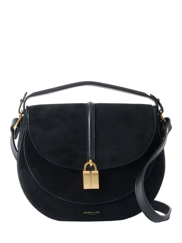 DEMELLIER The Siena Leather-trimmed Suede Shoulder Bag - Black