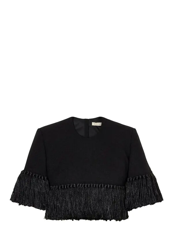HEIRLOME Matilde Bouclé Fringed Wool-blend Blouse - Black