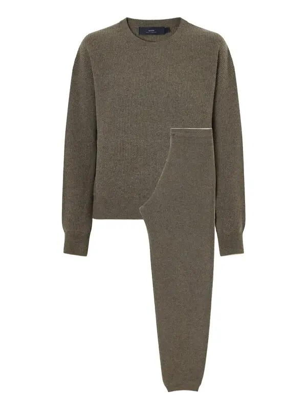 Arch4 Elsa Ribbed Cashmere Sweater And Pants Set - Brown