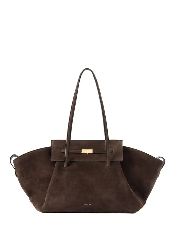 DEMELLIER The Brooklyn Suede Shoulder Bag - Chocolate