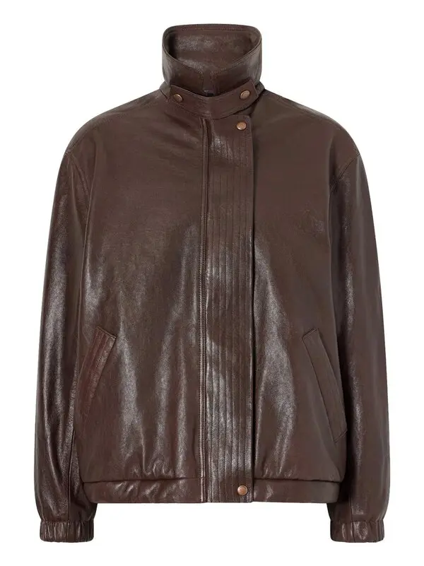 Magda Butrym Leather Blouson Jacket - Brown