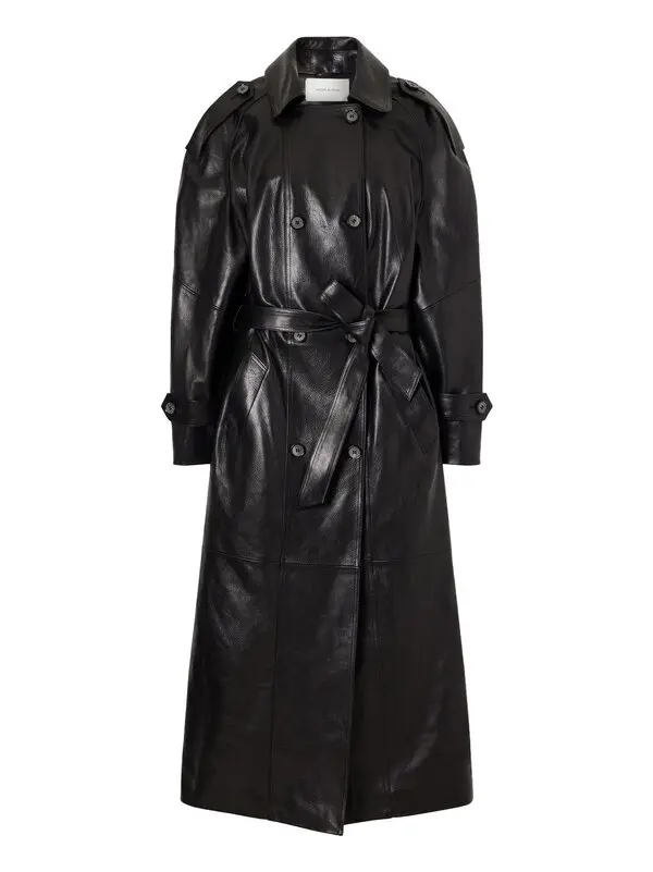 Magda Butrym Double-breasted Full-grain Leather Trench Coat - Black