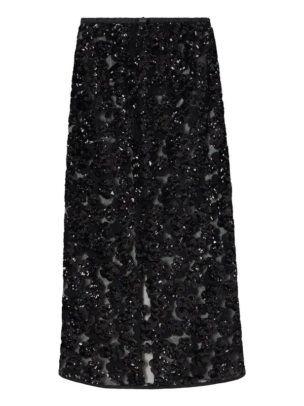 Cecilie Bahnsen Bria Sequined-embellished Mesh Midi Skirt - Black