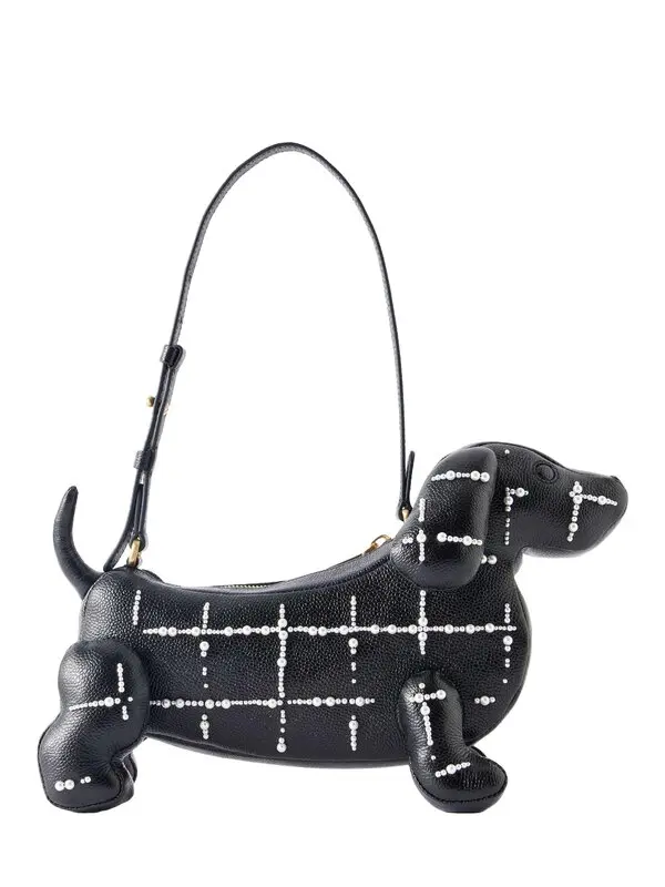 Thom Browne Baby Hector Bead-embellished Leather Tote - Black