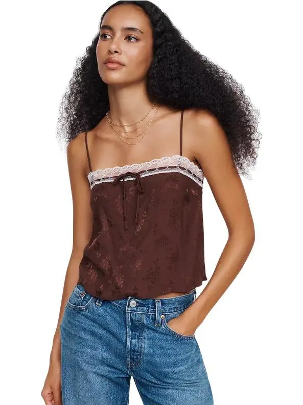 WAYF Lace-trim Cami - Chocolate
