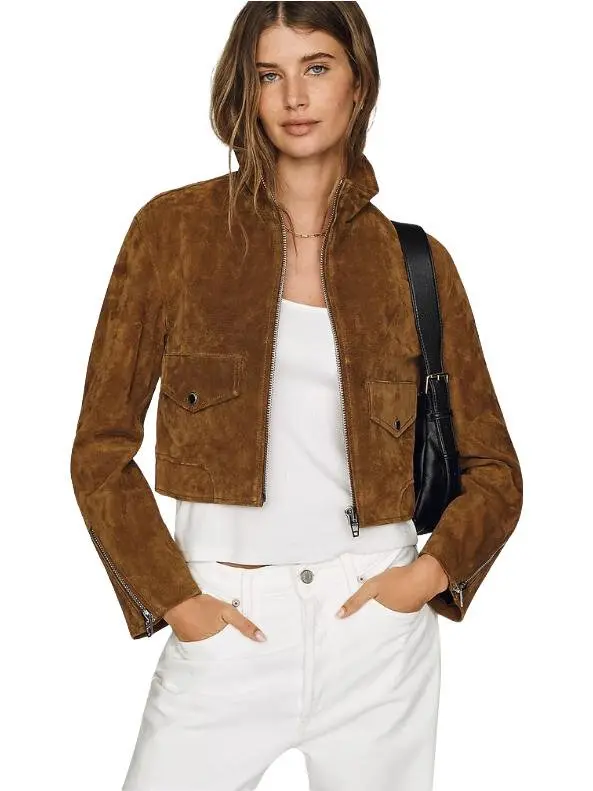 Blanknyc Suede Cropped Jacket - Coffee Brown