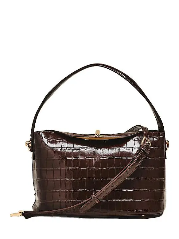 MELIE BIANCO Lana Croc Crossbody Bag - Chocolate