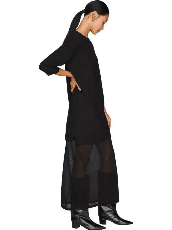 Anthropologie Twofer Sheer Sweater Dress - Black