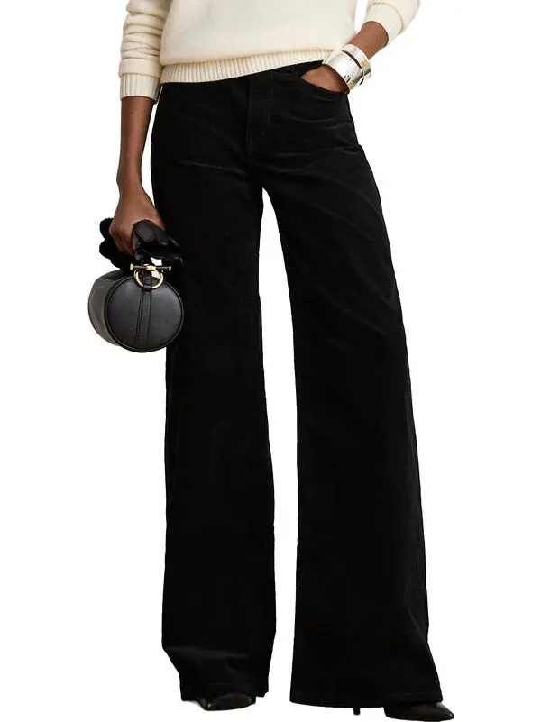 Ralph Lauren Corduroy High-rise Super Wide-leg Pant - Black