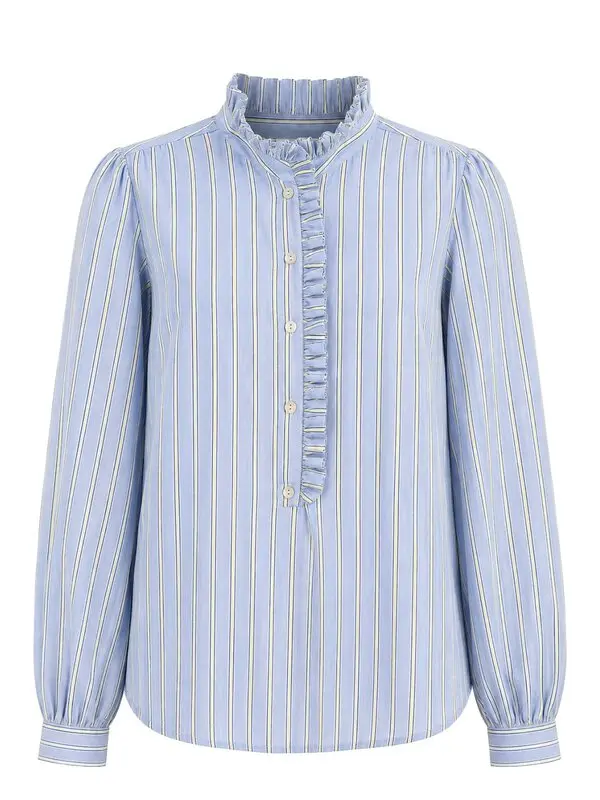 LUELLA FASHION Kinross Cotton Blouse & Yellow Stripes - Blue