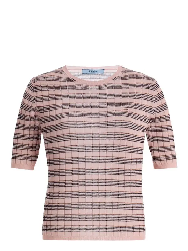 Prada Striped Cashmere Silk Top - Pink