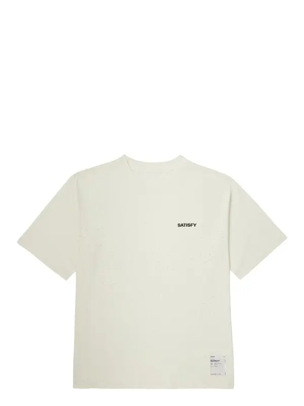Satisfy Logo-print Distressed Mothtech™ Cotton-jersey T-shirt - Neutrals