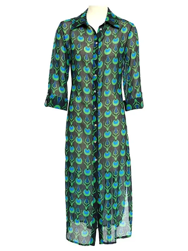 N'ONAT Linda Long Shirt Dress With Tulip Design - Black