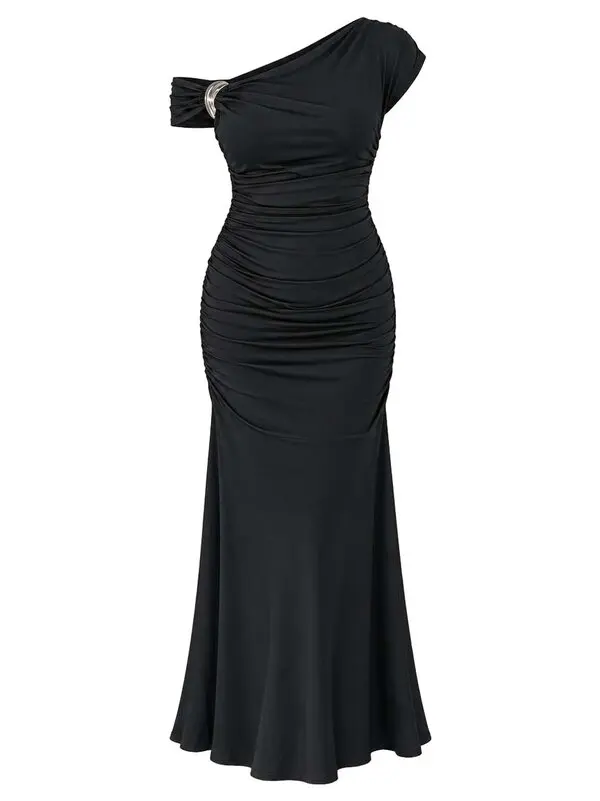 GIRL IN MIND Bellina Off Shoulder Maxi Dress - Black