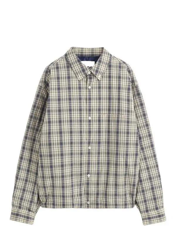 Cos Padded Checked Cotton Overshirt - Navy