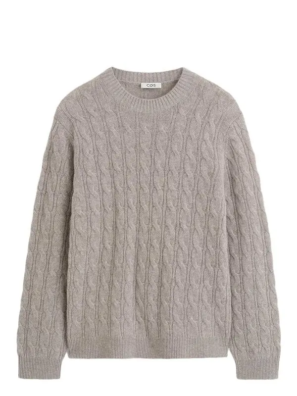 Cos Cable-knit Cashmere Crew-neck Sweater - Beige