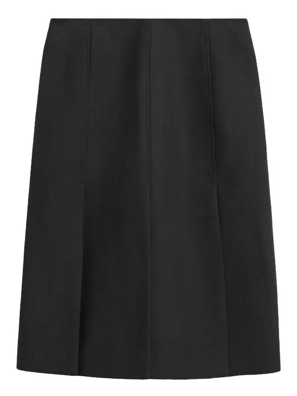 Cos Tailored Split-hem Wool Midi Skirt - Black