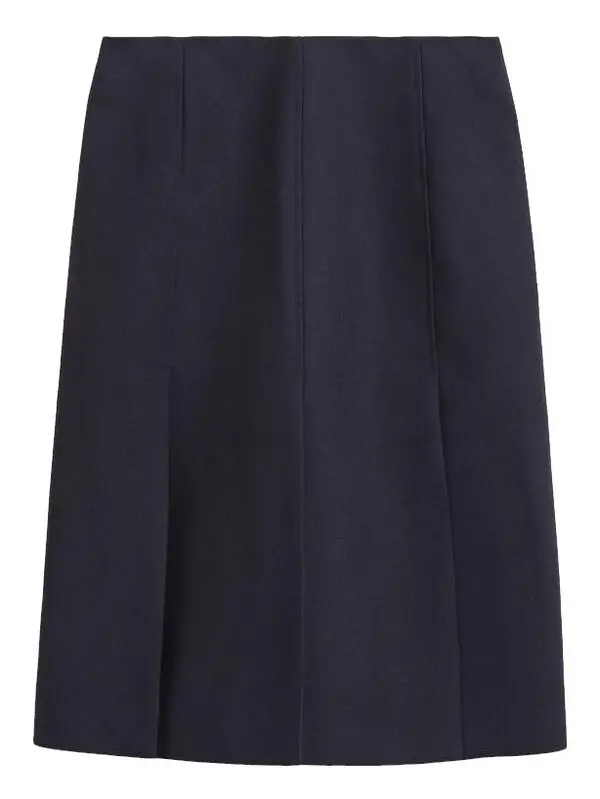 Cos Tailored Split-hem Wool Midi Skirt - Blue