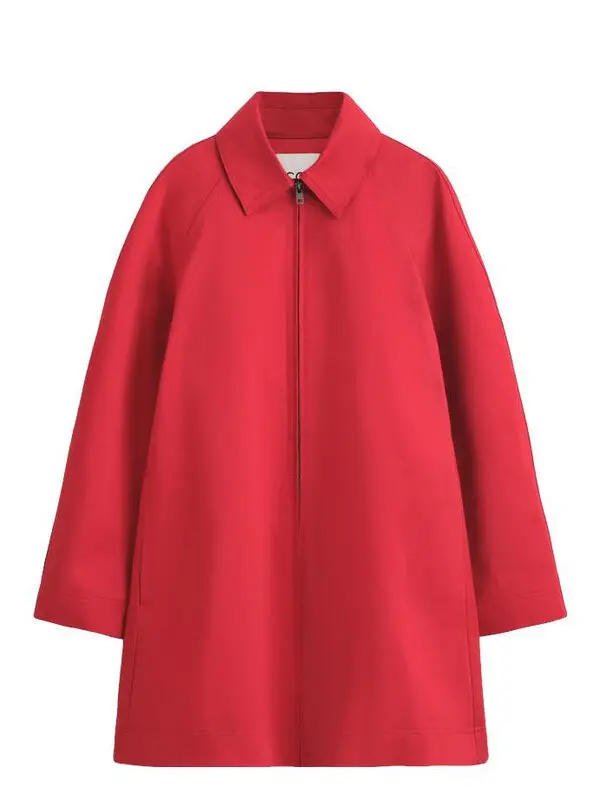 Cos Sculptural Cotton Swing Coat - Red