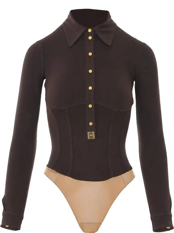 Elisabetta Franchi Stretchy Bodysuit - Brown
