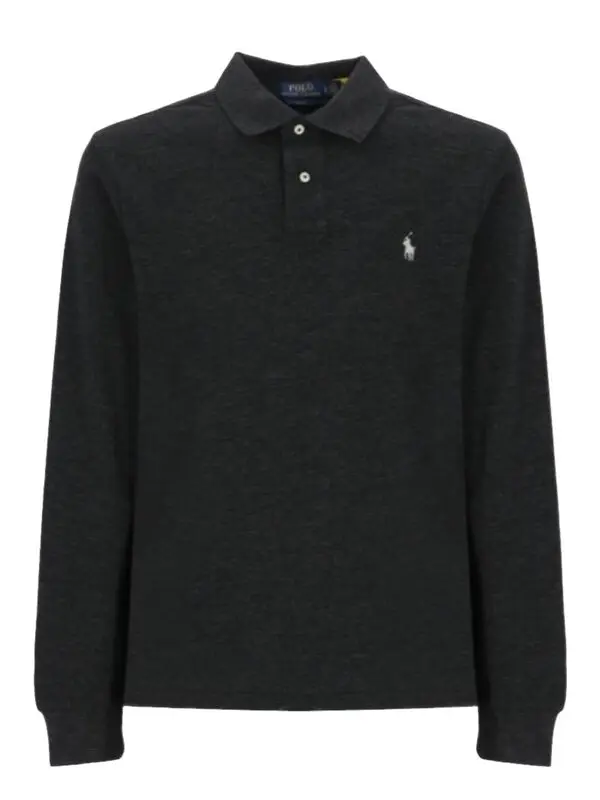 Polo Ralph Lauren Pony Embroidered Long-sleeved Polo Shirt - Black