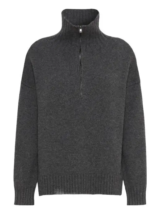 Max Mara Half-zipped Long-sleeved Jumper - Dark Gray