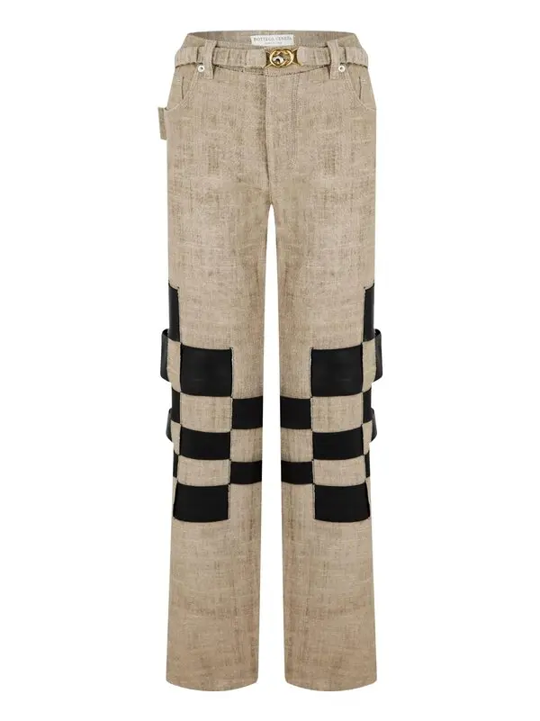 Bottega Veneta Check Straight Cargo Pants - Nude