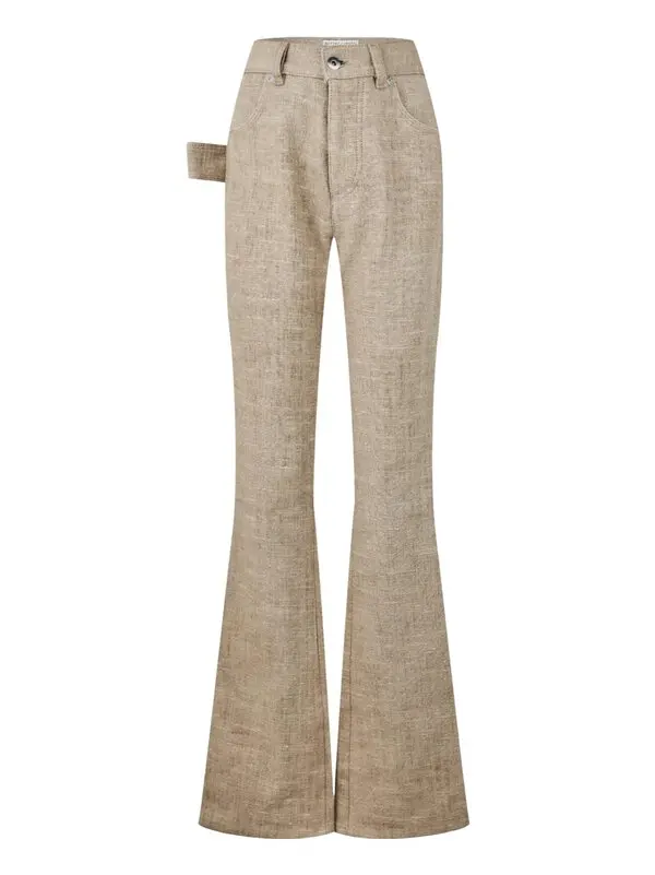Bottega Veneta Linentextured Highwaisted Flare Pants - No