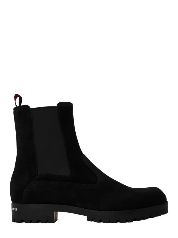 CHRISTIAN LOUBOUTIN Suede Chelsea Ankle Boots - Black