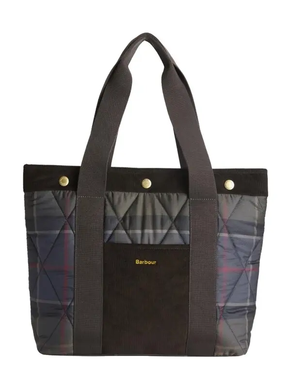 Barbour Plaid Quilted Tote Bag - Black
