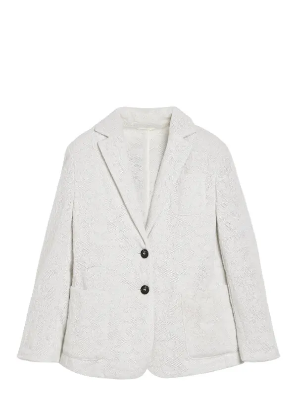 Brunello Cucinelli Lace Flowers Jersey Blazer In Sparkling Virgin Wool And Cashmere - Panama
