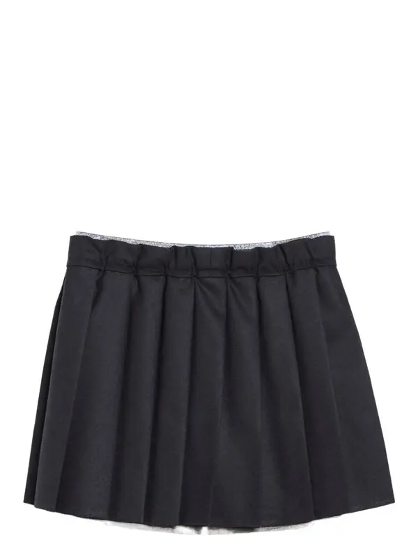 Brunello Cucinelli Techno Virgin Wool Flannel Pleated Mini Skirt - Blue