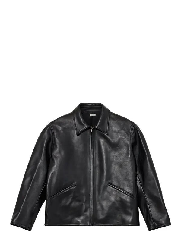 A.PRESSE Sports Leather Jacket - Black