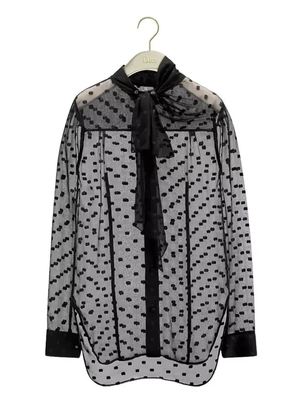 Dior Sheer Blouse With Tied Collar - Black