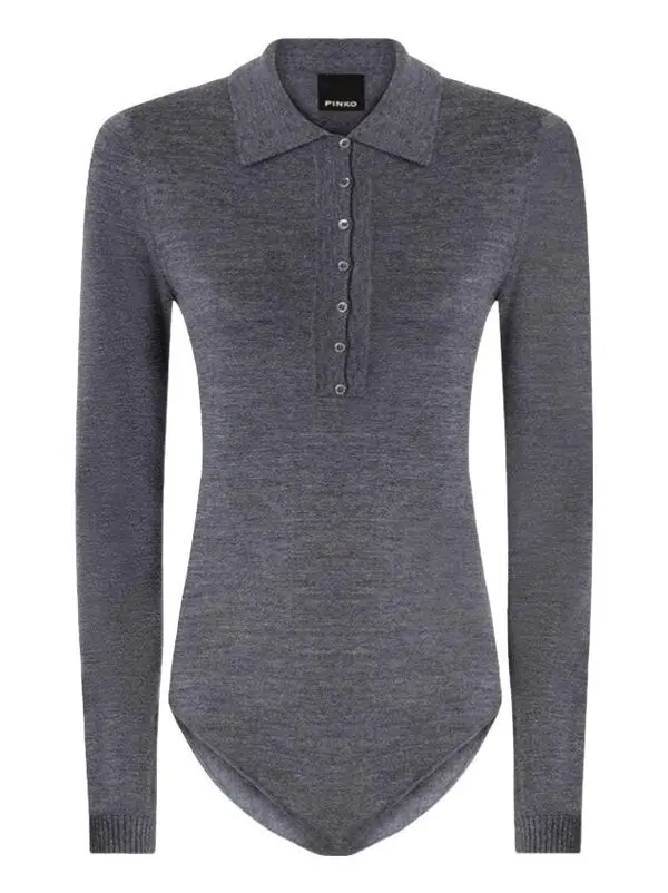 Pinko Fine-knit Long-sleeve Bodysuit - Grey