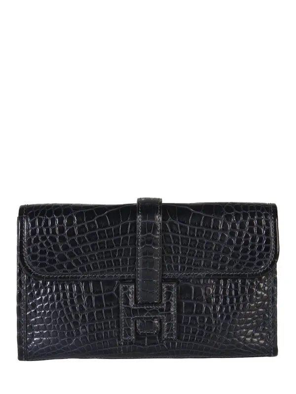 Hermès Marine Matte Mississippi Alligator Jige Clutch - Blue