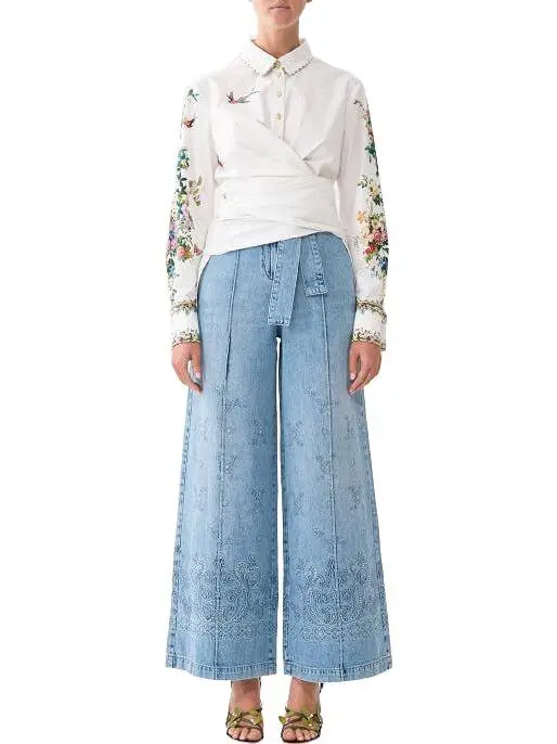 Camilla Wide Leg Belted Jean - Denim