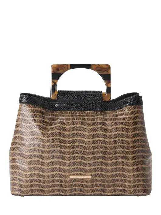 Brahmin Small Denise Croc Embossed Leather Satchel - Brown Multi