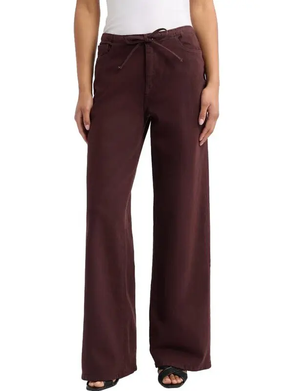 Warp + Weft The Big Easy High Waist Wide Leg Drawstring Jeans - Garnet